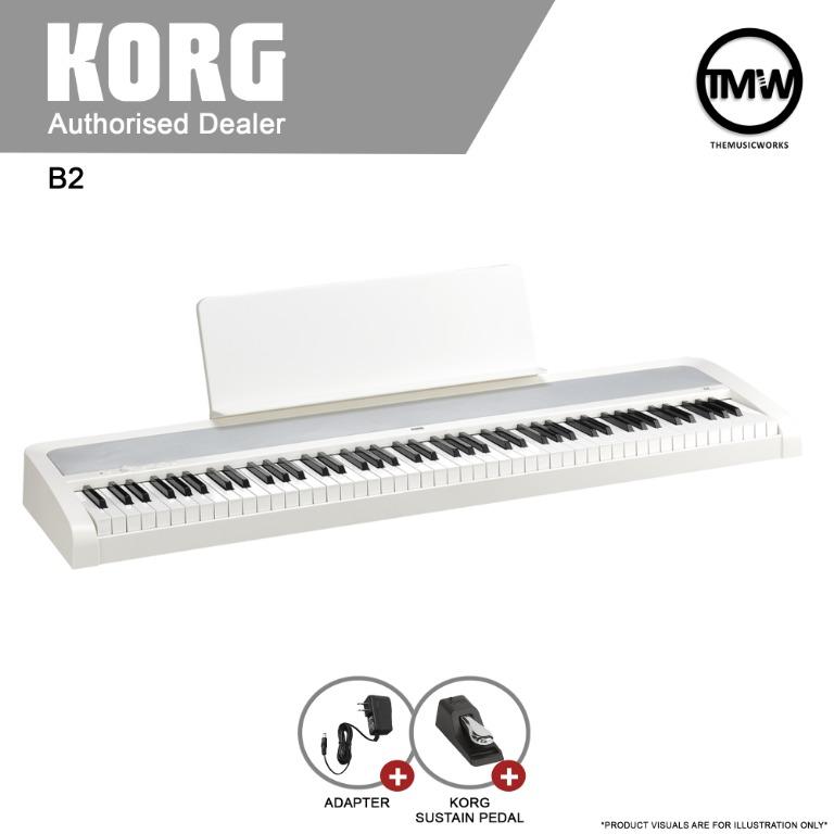 KORG B2 (Black/White) Digital Portable Electronic Piano Keyboard - 88 Keys Natural Weighted ...