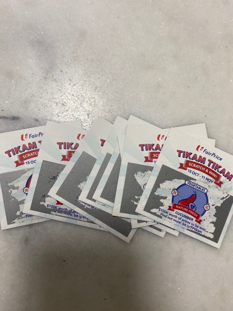 NTUC tikam tikam scratch cards, Everything Else on Carousell