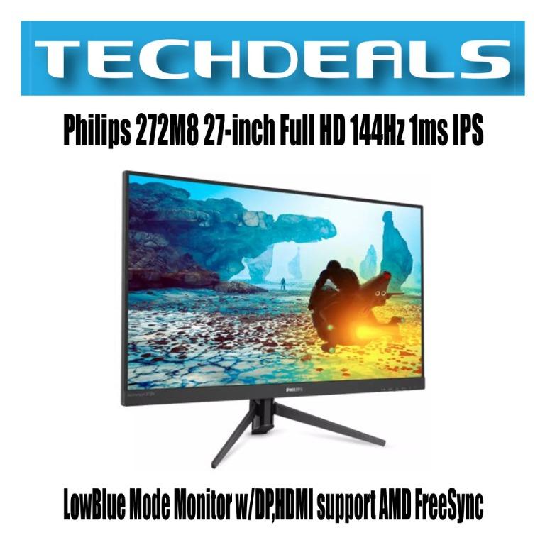 Philips 272M8 27-inch Full HD 144Hz 1ms IPS LowBlue Mode Monitor w/DP ...