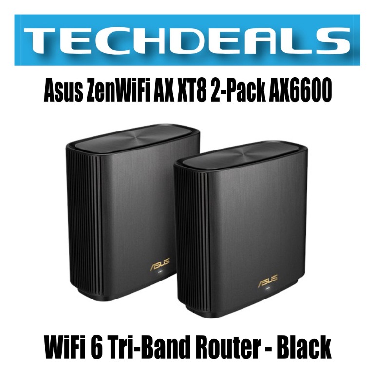 Asus ZenWiFi AX XT8 2-Pack AX6600 WiFi 6 Tri-Band Router - Black ...