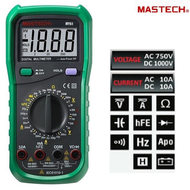 Mastech Digital Frequency AC DC Voltage Ammeter Voltmeter Ohmmeter ...