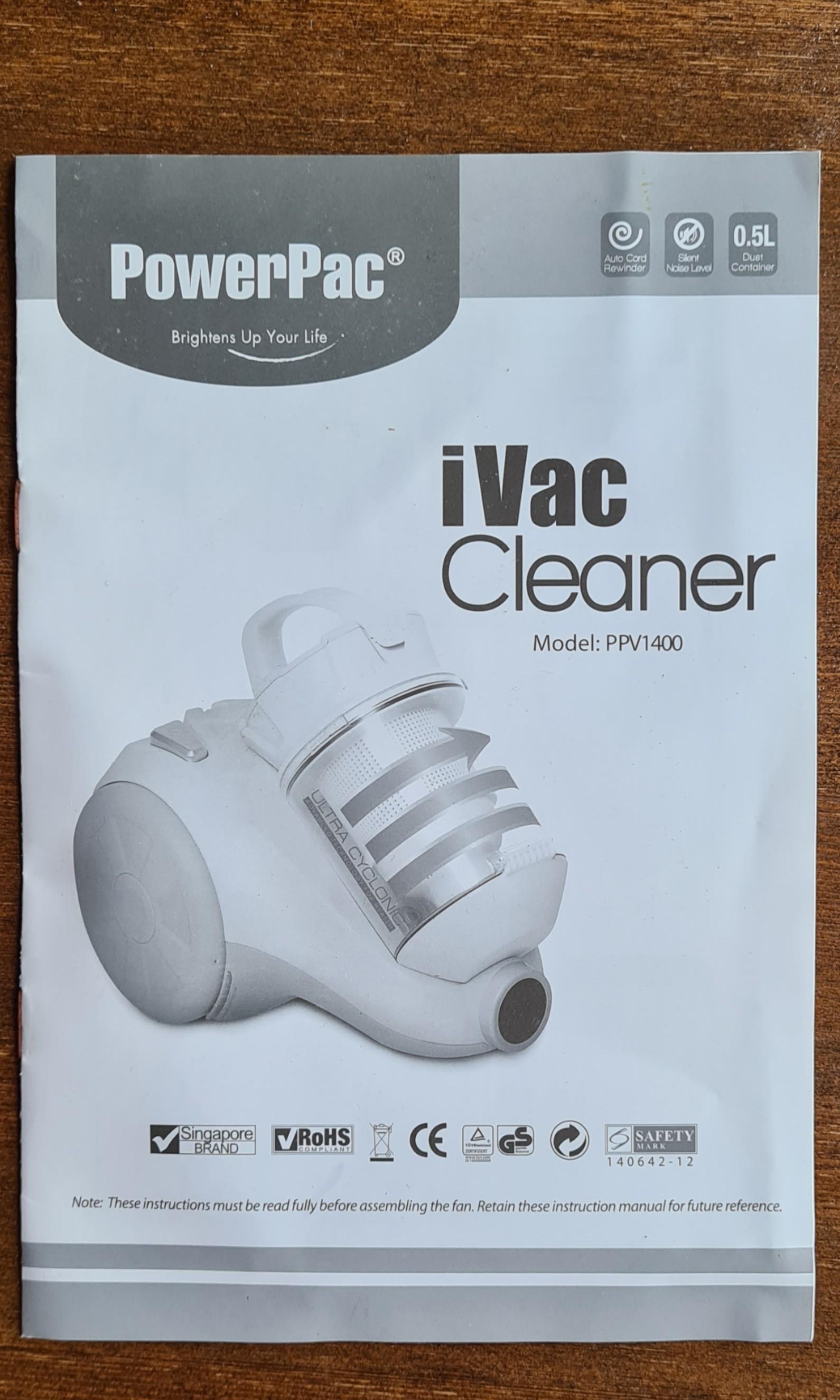 Powerpac IVac vacuum cleaner, TV & Home Appliances, Vacuum Cleaner ...