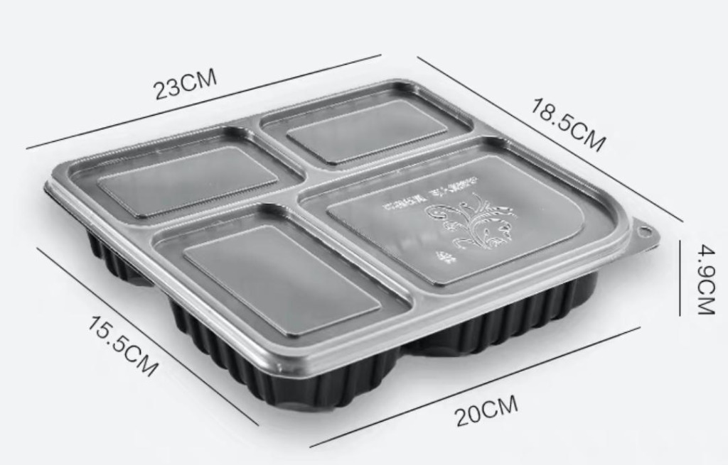 [Ready Stock in SG] 4 Compartment Disposable Plastic Bento Box Food ...