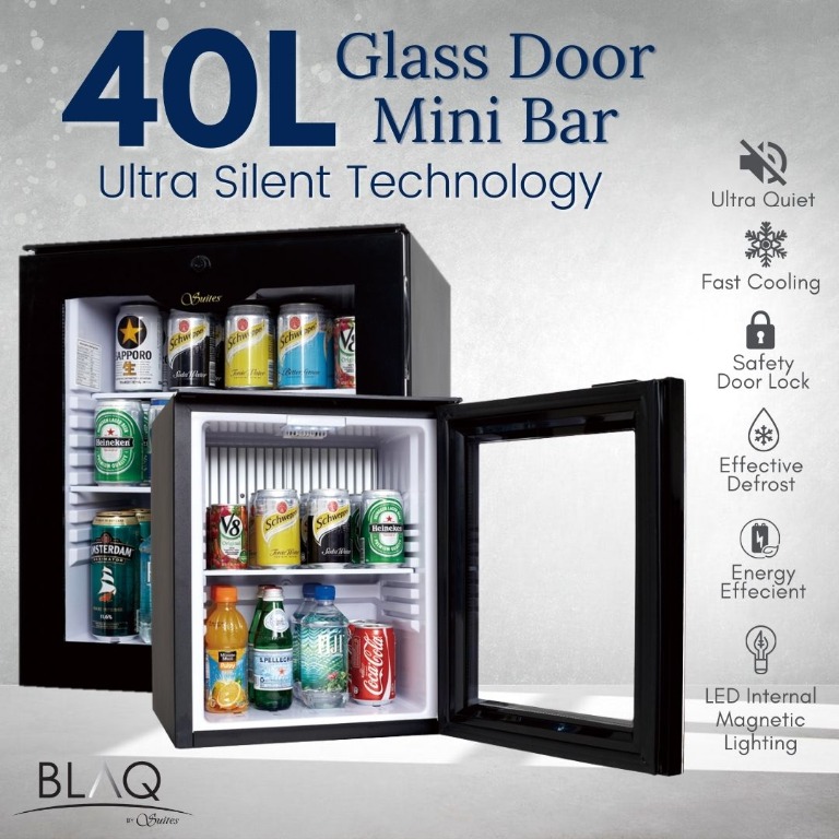 [OUT OF STOCK] 40L Glass Door Hotel Mini Bar with Silent Absorption ...