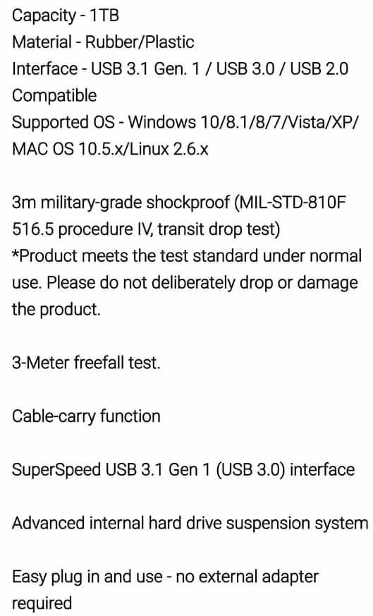 SP Armor 1tb External Hard drive, Computers & Tech, Parts & Accessories ...