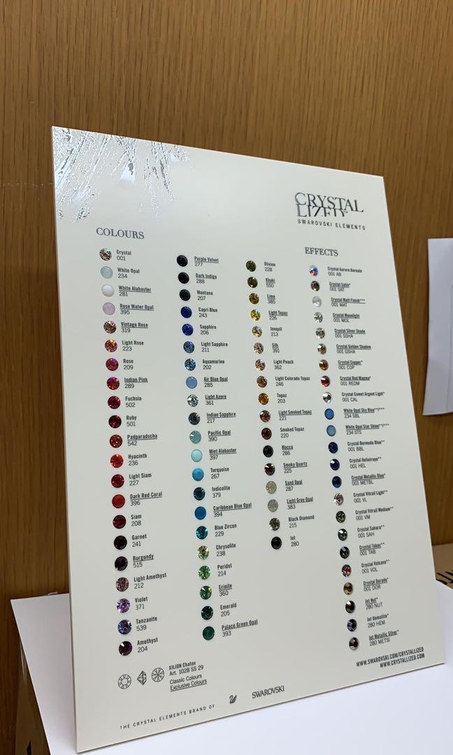 Swarovski Crystal Bead Color Chart, 女裝, 飾物及配件, 寶石、鑽石、水晶 - Carousell