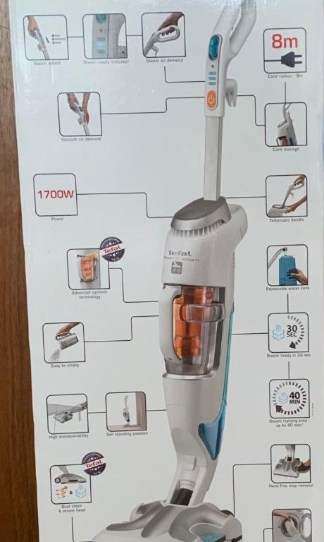 Tefal 2-in-1 1700W Vacuum Cleaner and Steam Mop (Clean & Steam VP7557 ...