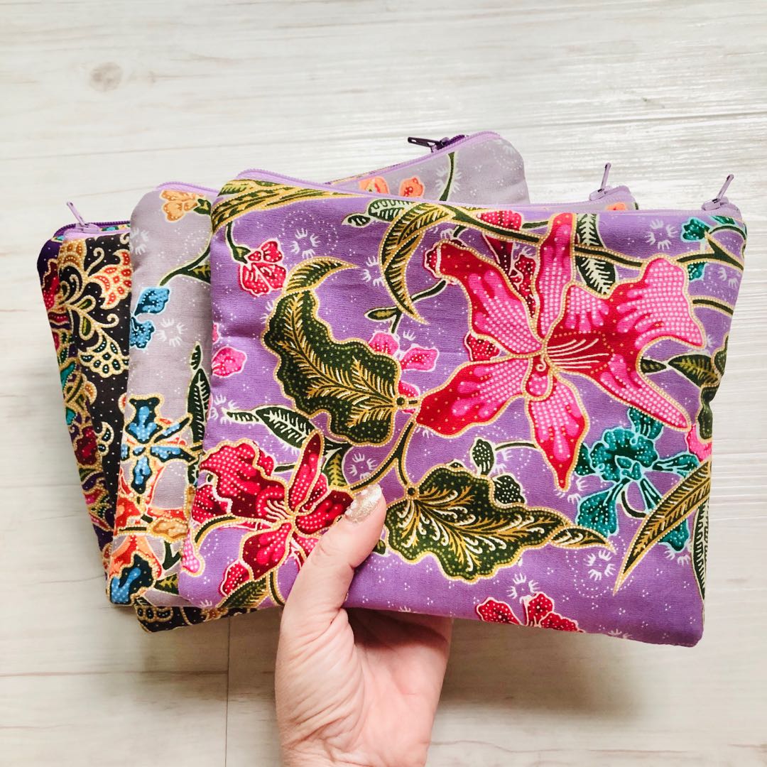 The Everyday Batik Pouch Handmade in Singapore, Women's Fashion, Bags ...