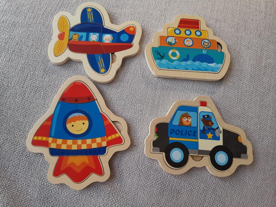 Wood puzzle ( police car, rocket, ship, airplane), Hobbies & Toys, Toys ...