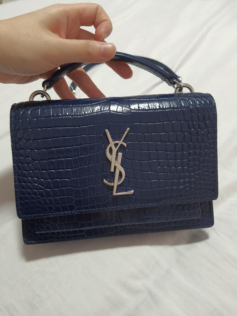 YSL Sunset Small Croc Embossed, Luxury, Bags & Wallets on Carousell