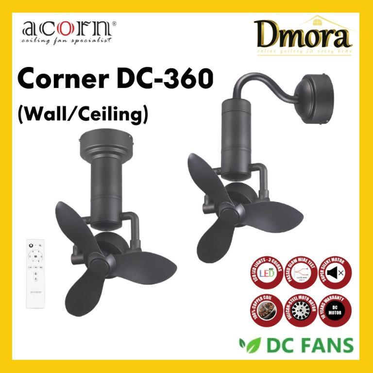 Acorn DC-360 Wall/Corner Mounted DC Fan, Home Appliances, Cooling & Air ...