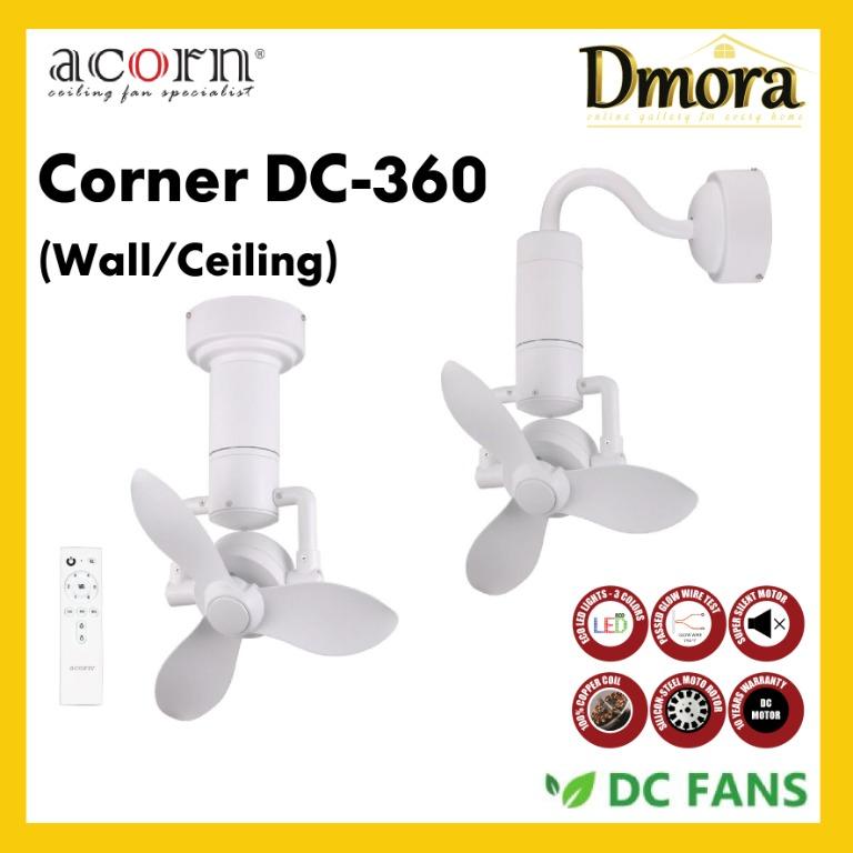 Acorn DC-360 Wall/Corner Mounted DC Fan, Home Appliances, Cooling & Air ...