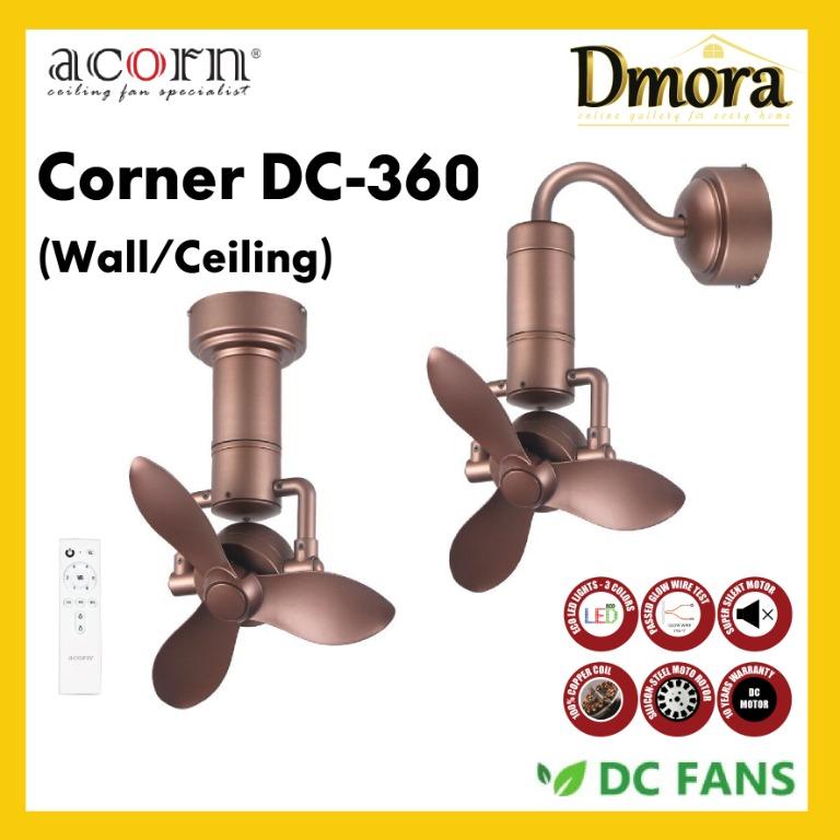 Acorn DC-360 Wall/Corner Mounted DC Fan, Home Appliances, Cooling & Air ...