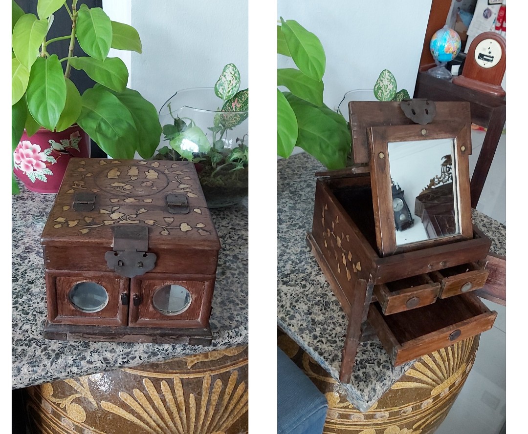 Antique Straits Chinese /Peranakan Jewelry Vanity Wooden Box with ...