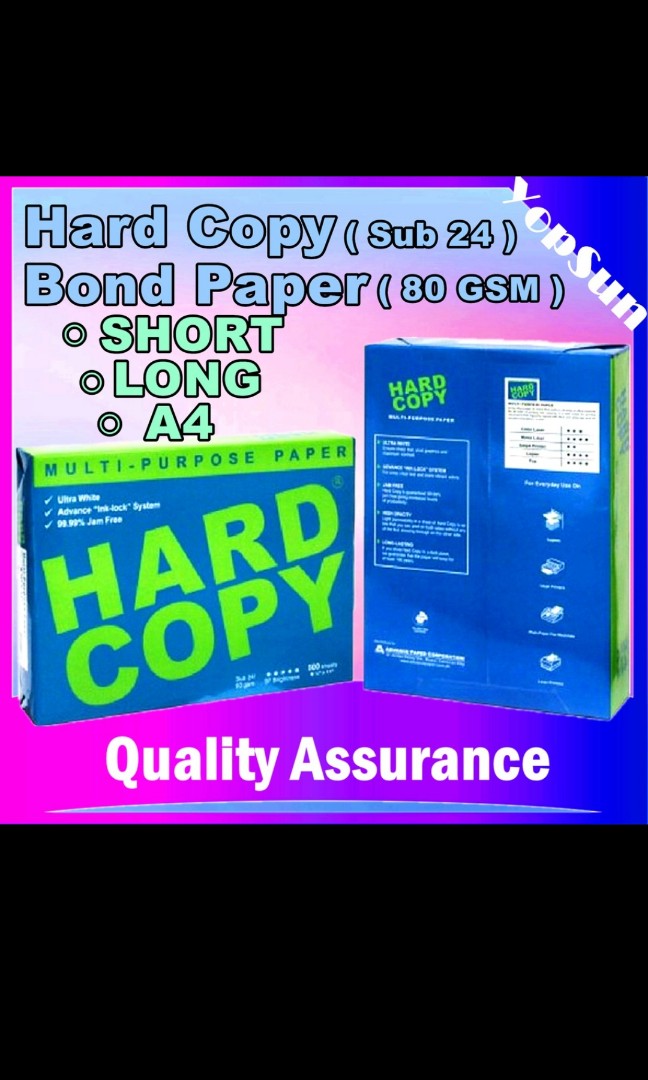 Hard Copy Bond Paper Short / Long 80 gsm 500, Hobbies & Toys ...