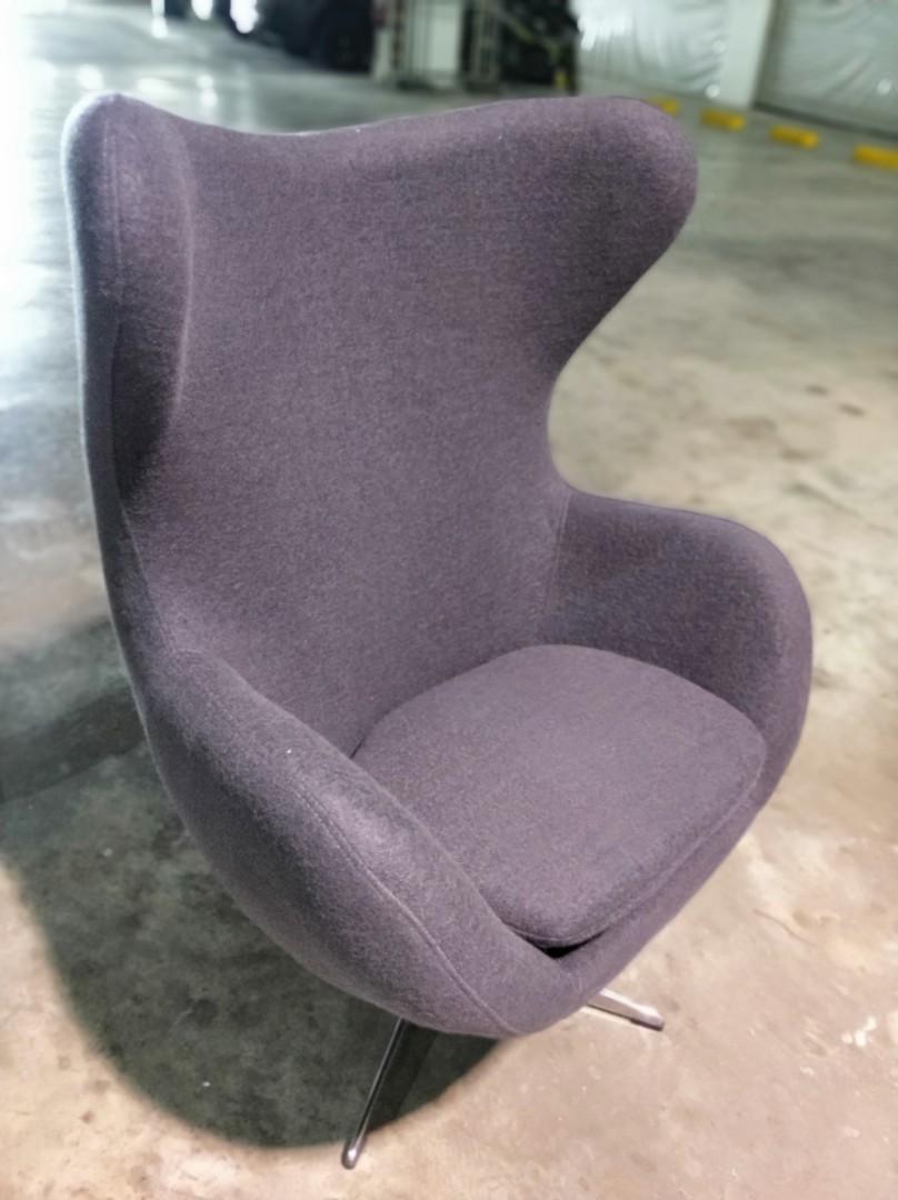 PROMETHEUS Designer Replica Egg Chair in CHARCOAL GREY, Furniture ...