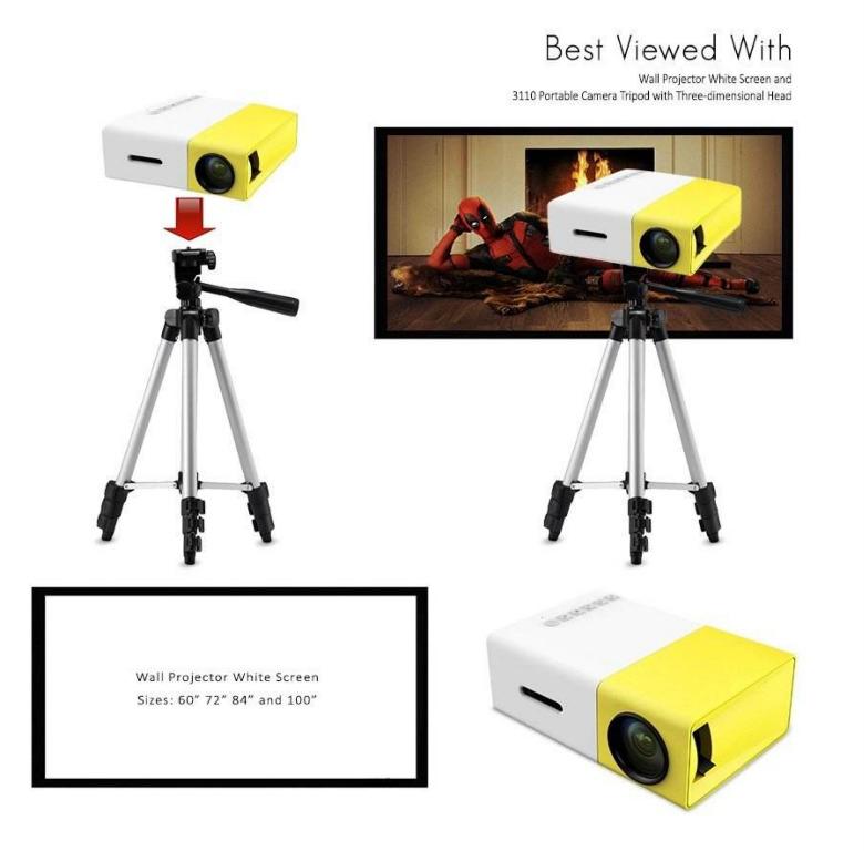 YG-300 600 Lumens Mini Portable Projector Yellow White, TV & Home ...