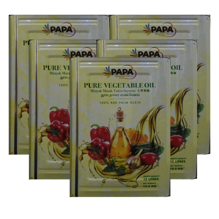 12.5KG Papa Pure Vegetable Cooking Oil x 5, Food & Drinks, Packaged ...