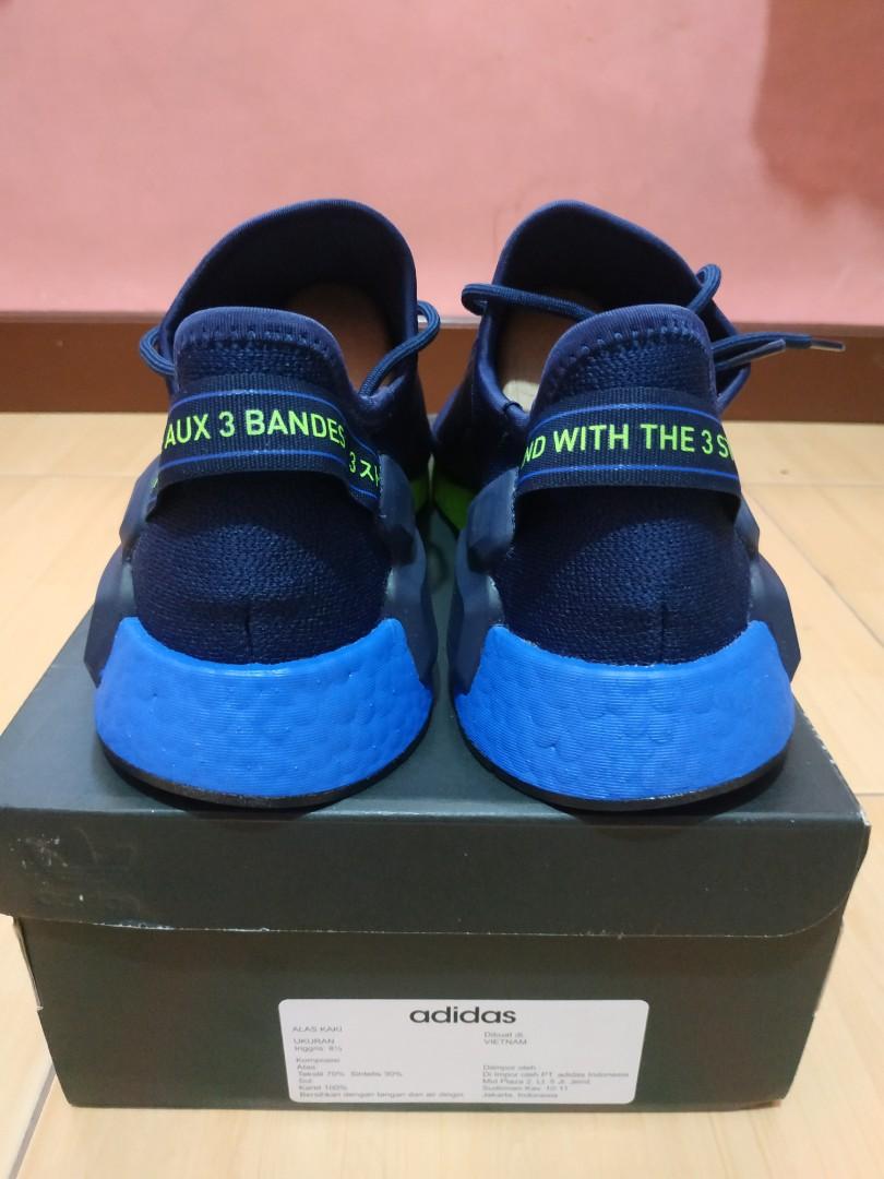 Adidas NMD R1 V2 navy/signal green original 100% BNIB, Fesyen Pria ...