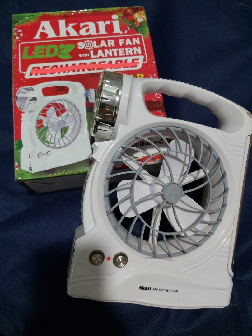 Akari Solar Fan and Lantern, Furniture & Home Living, Lighting & Fans ...