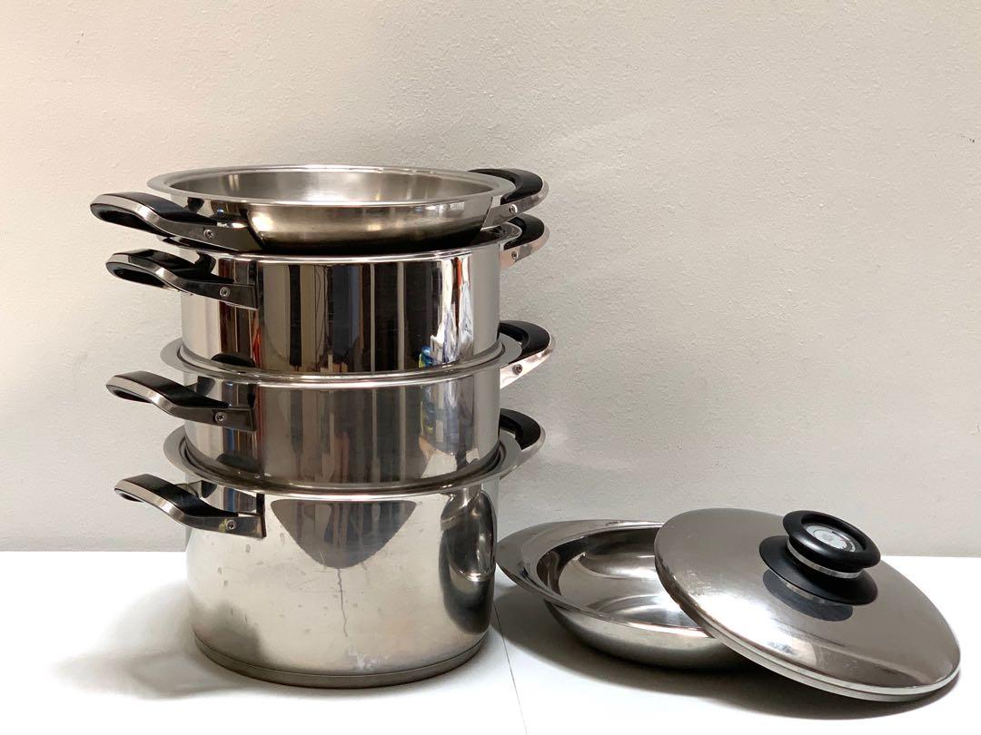 AMC brand stainless steel 6-pcs cooking pot set, Furniture & Home ...