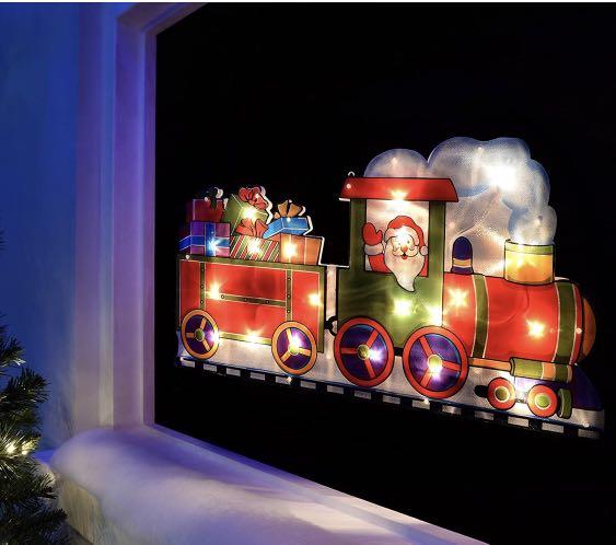 LED Santa Train Double Sided Window Silhouette Christmas Decoration ...