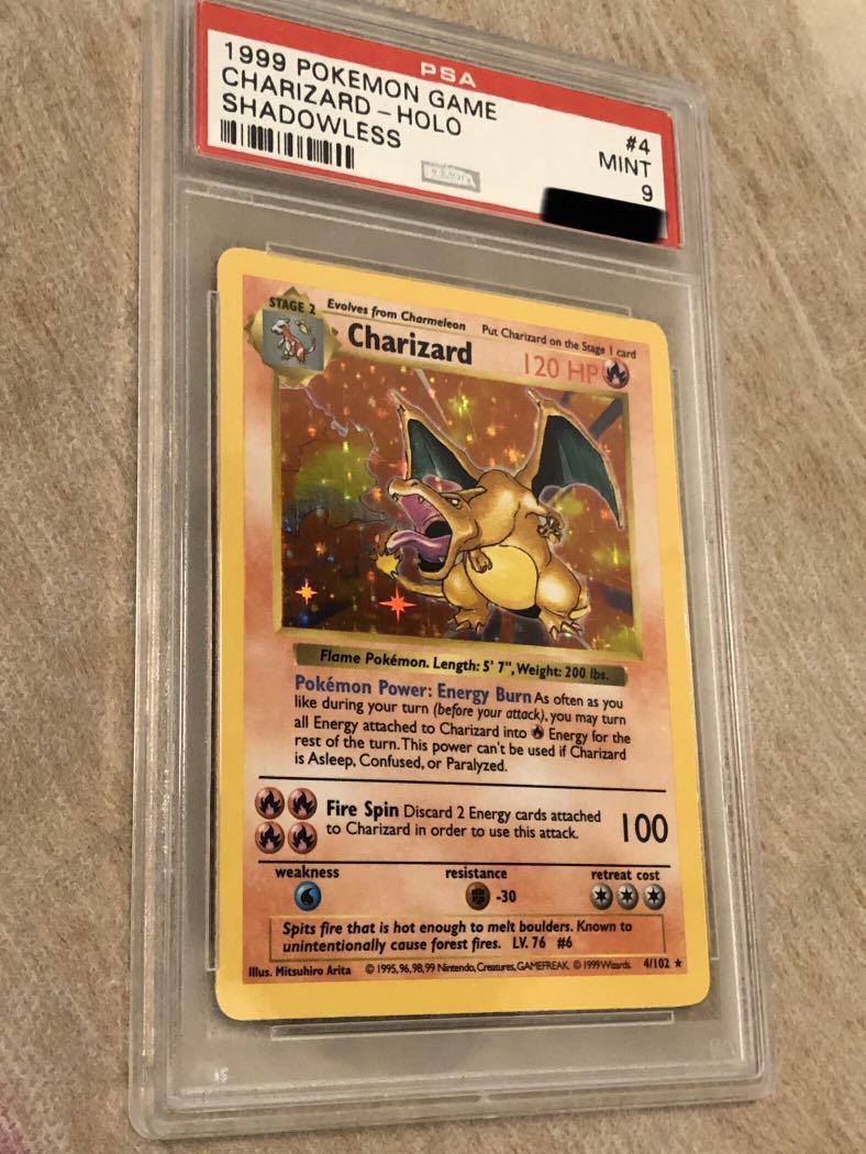 Shadowless Charizard PSA 9 Holo 1999 Pokemon Card Base Set #4/102, 興趣及遊戲, 收藏品及紀念品, 明星周邊 - Carousell