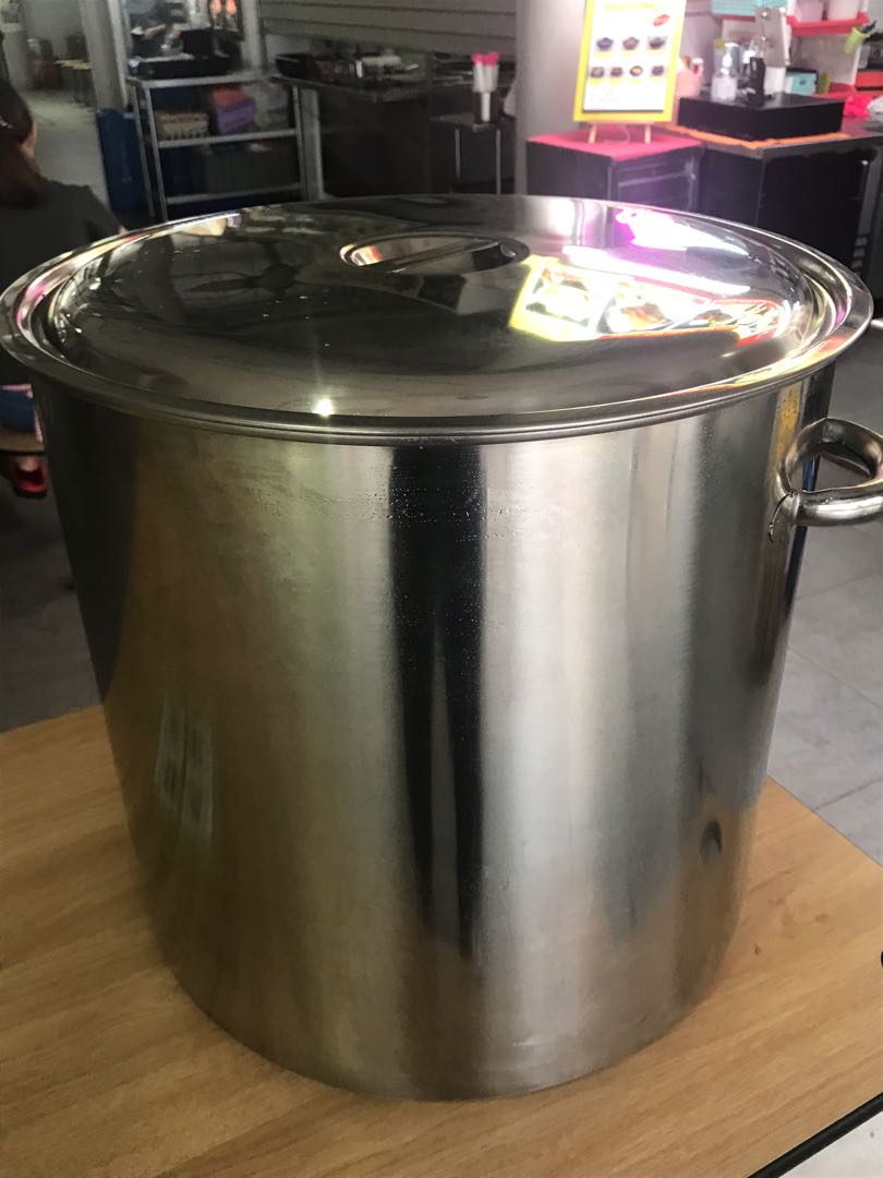 Stainless steel big cooking pot, Furniture & Home Living, Kitchenware ...