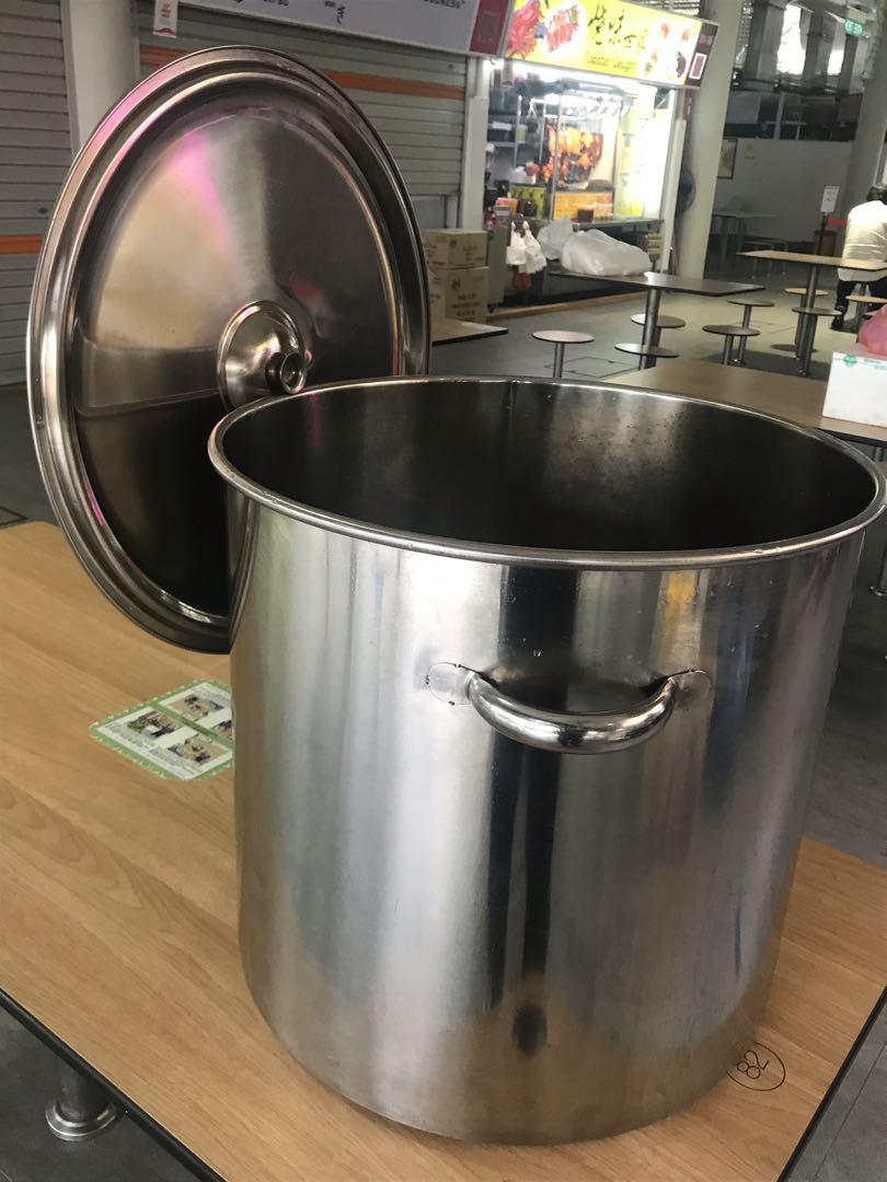 Stainless steel big cooking pot, Furniture & Home Living, Kitchenware ...