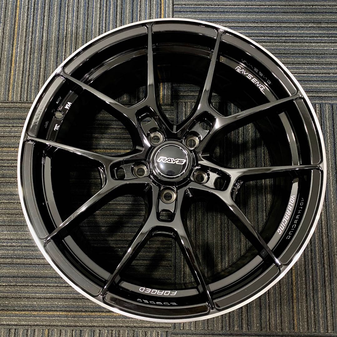 18” Rays G025 (Gloss Black), Car Accessories, Tyres & Rims on Carousell