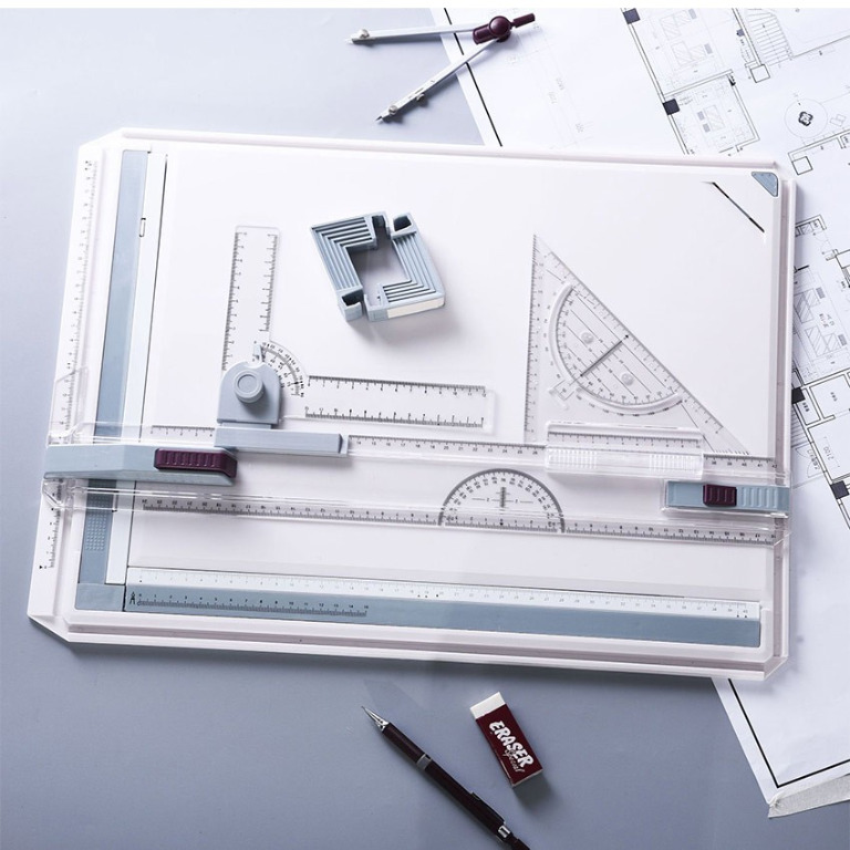 Architectural Drawing Board with Parallel Motion Ruler Adjustable Angle ...