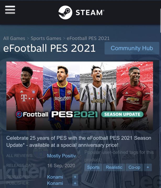 eFootball PES 2021 (PC Steam), Video Gaming, Gaming Accessories, Game ...