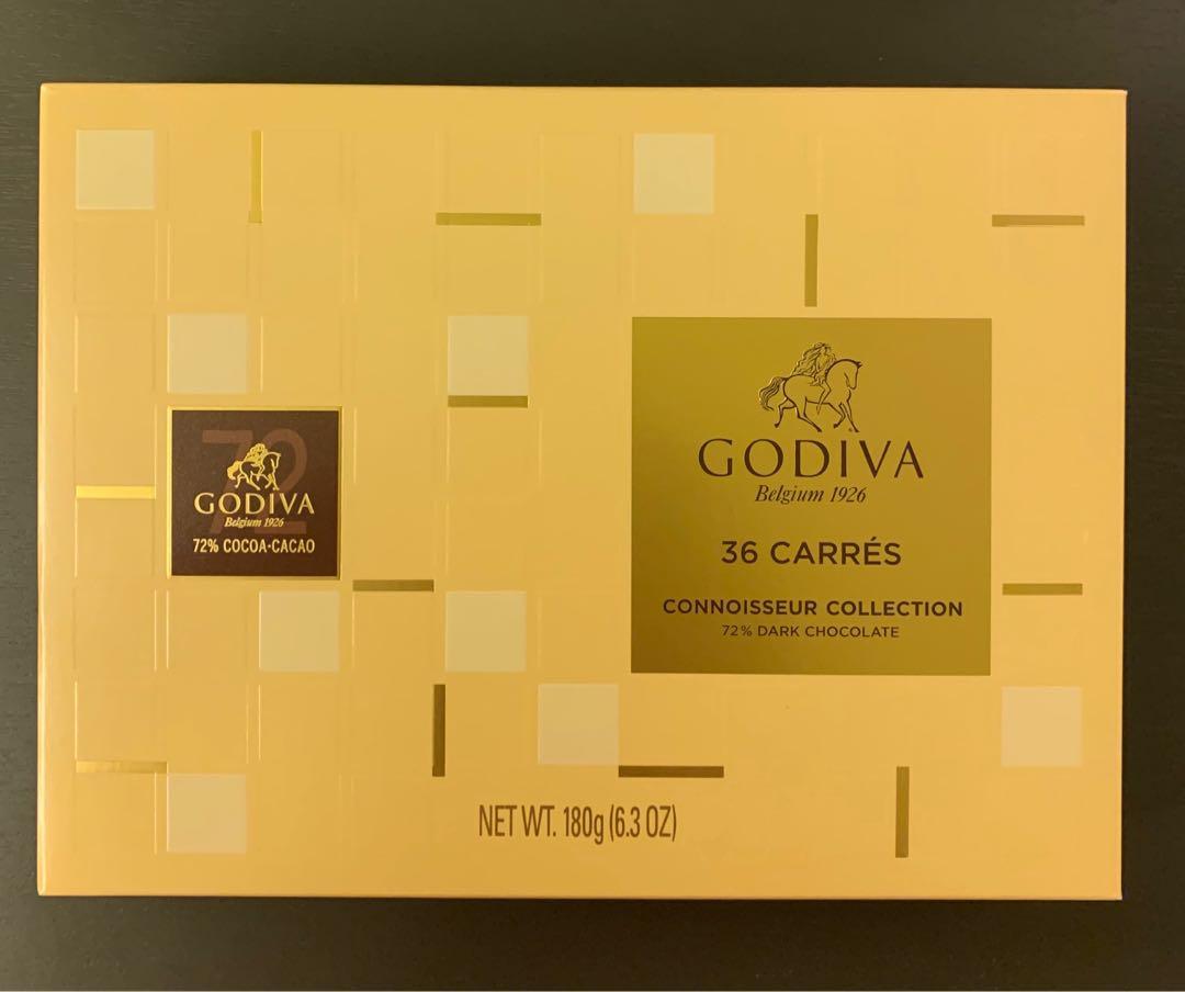 Godiva 36-Piece Carrés 72% Dark Chocolate Collection (180g) Godiva 72%黑朱古力36片裝, 嘢食 & 嘢飲, 包裝食物&即食 ...