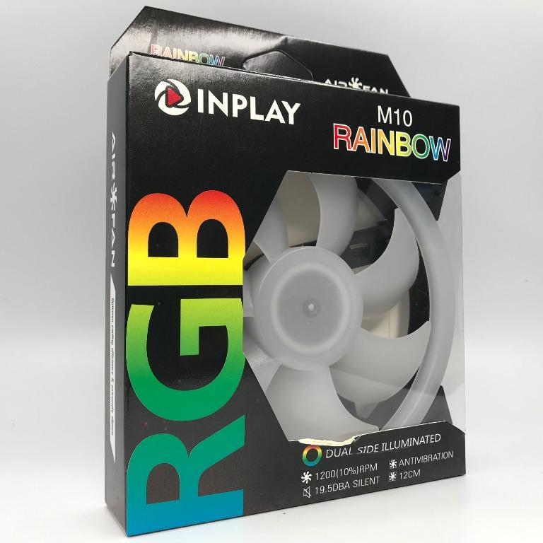 INPLAY FAN M10 rainbow RGB 120mm 12v, 3-Pin Fan Connector + 4-pin MOLEX ...