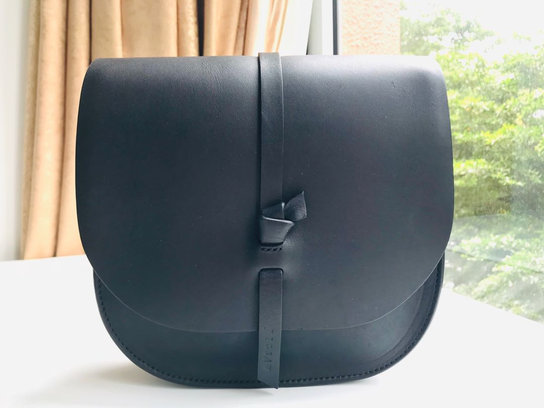 Jigsaw full leather crossbody bag in black, Women's Fashion, Bags ...