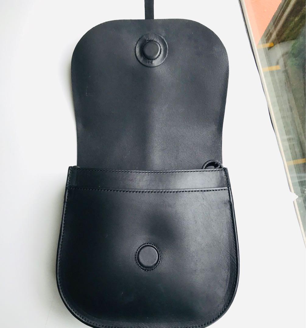 Jigsaw full leather crossbody bag in black, Women's Fashion, Bags ...