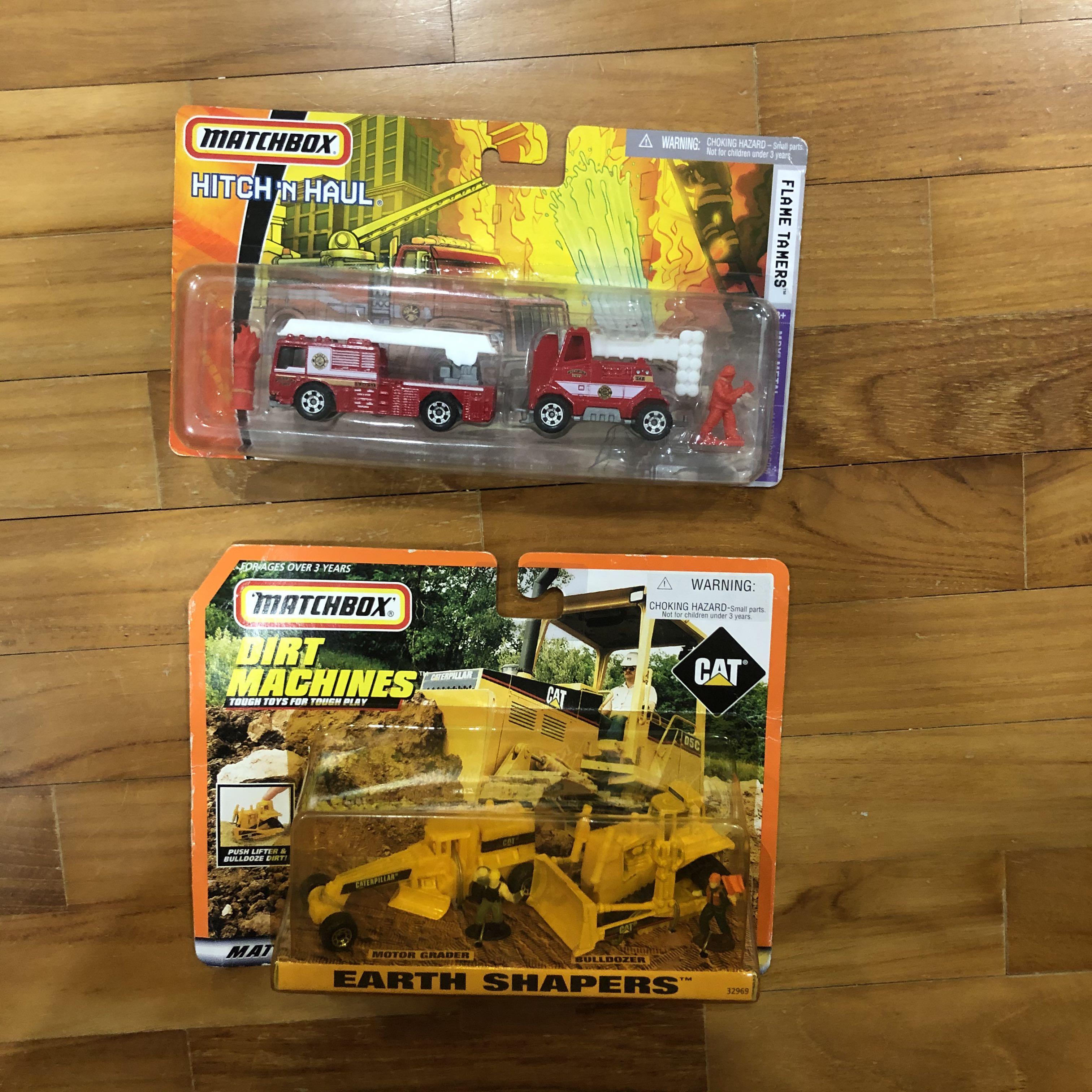 Matchbox Earth Shapers Caterpillar Bulldozer & Flame Tamers Fire Truck ...