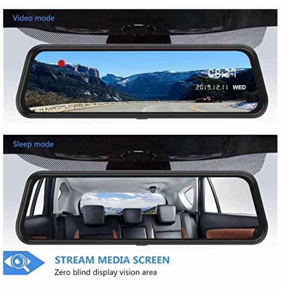 QCY F11+ WIFI 2K Car Dvr Camera 10 Inch Streaming RearView Mirror Dash ...
