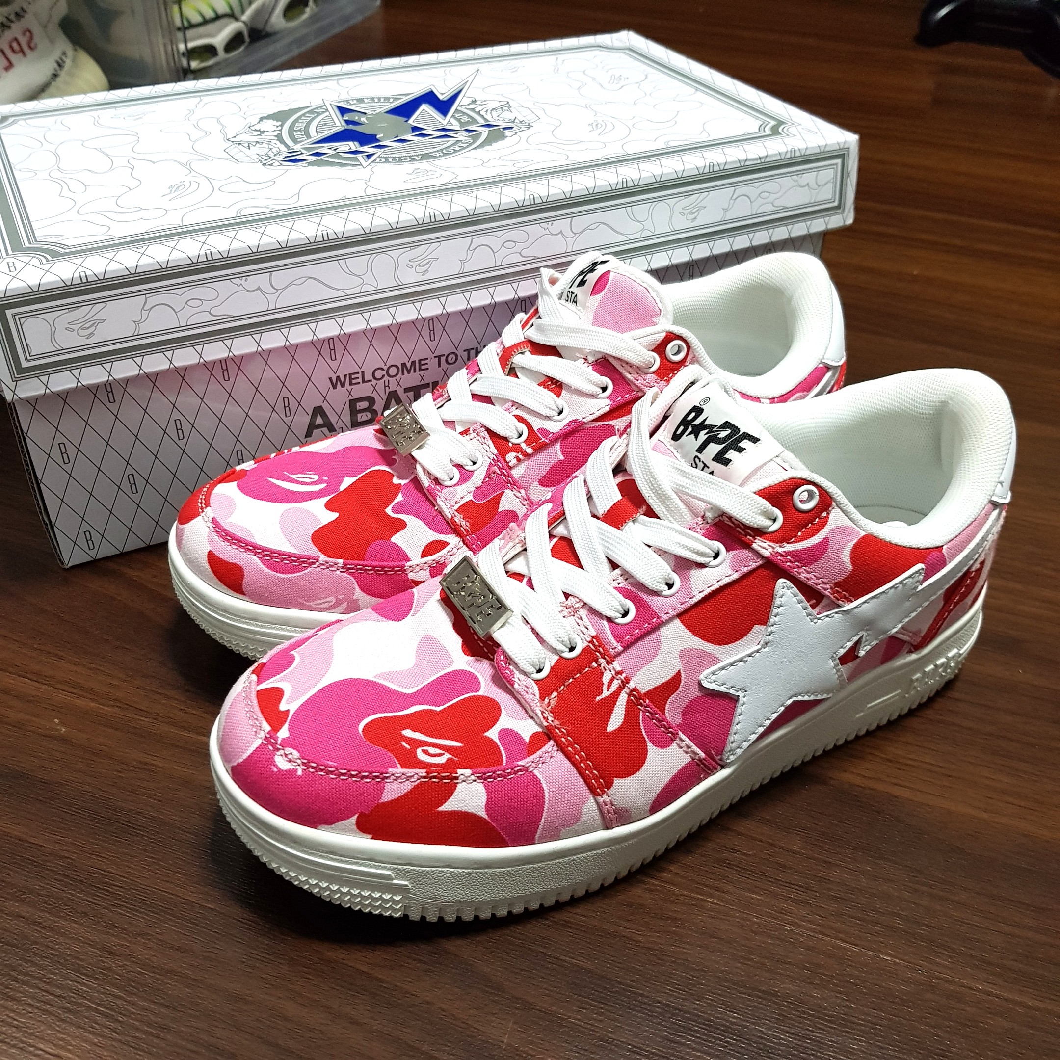 A Bathing Ape Bapesta ABC Camo 20th Anniversary Pink, Women's Fashion ...