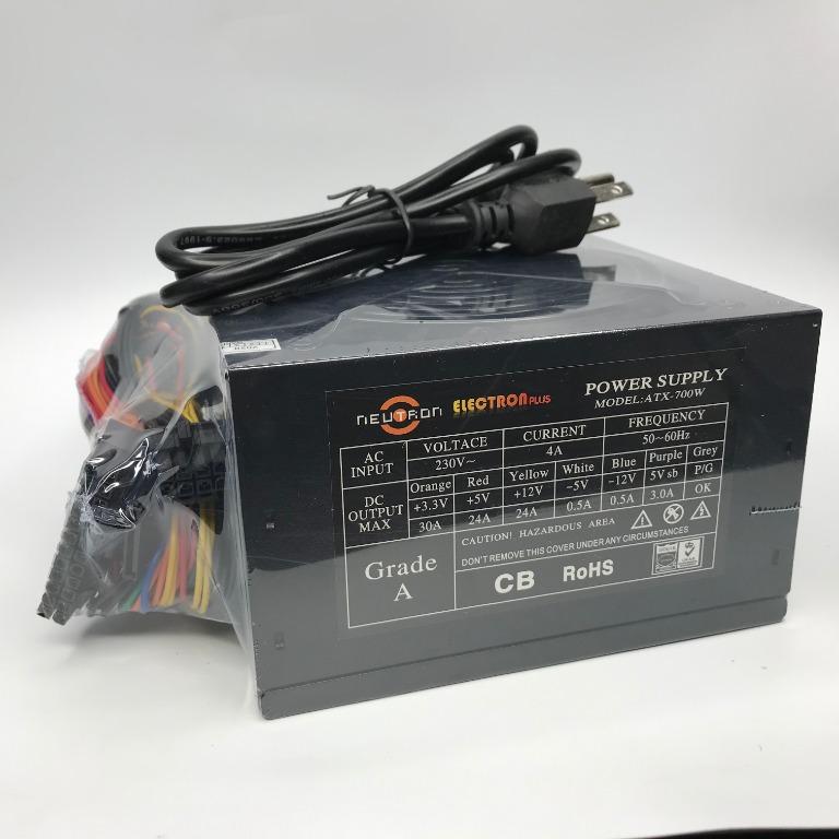 ELECTRON POWER SUPPLY, ATX-700W, 20+4 PIN, 4-8 PIN CPU POWER, 2X SATA ...