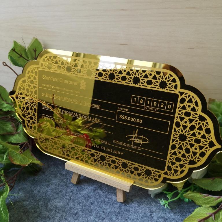 Royal Frame Cheque Design Mockup Cheque Display Wedding, Hobbies & Toys ...