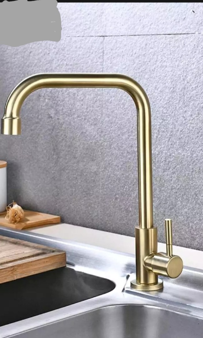 (READY STOCK!) GOLD KITCHEN FAUCET BASIN SINK TAP (Cold water only ...