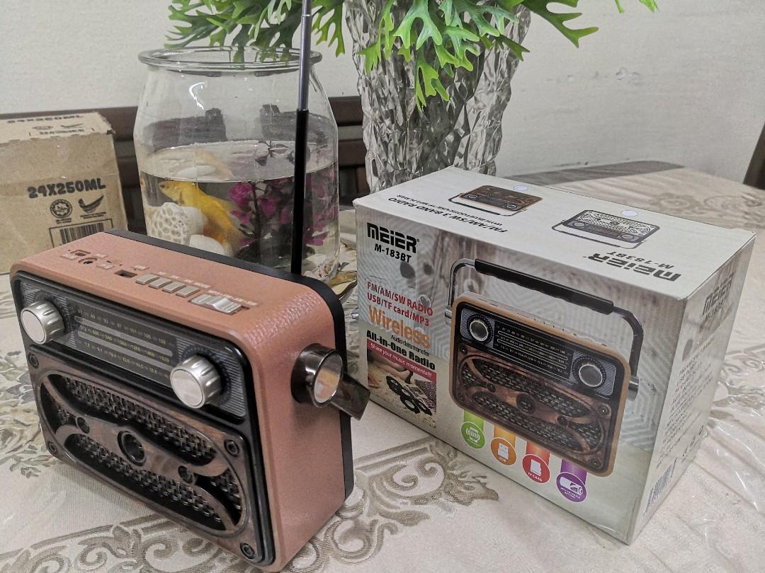 Radio MEiER M-183BT, bluetooth, USB, TF Card, rechargeable battery. FM / AM / SW3 BANDS-USB PORT ...