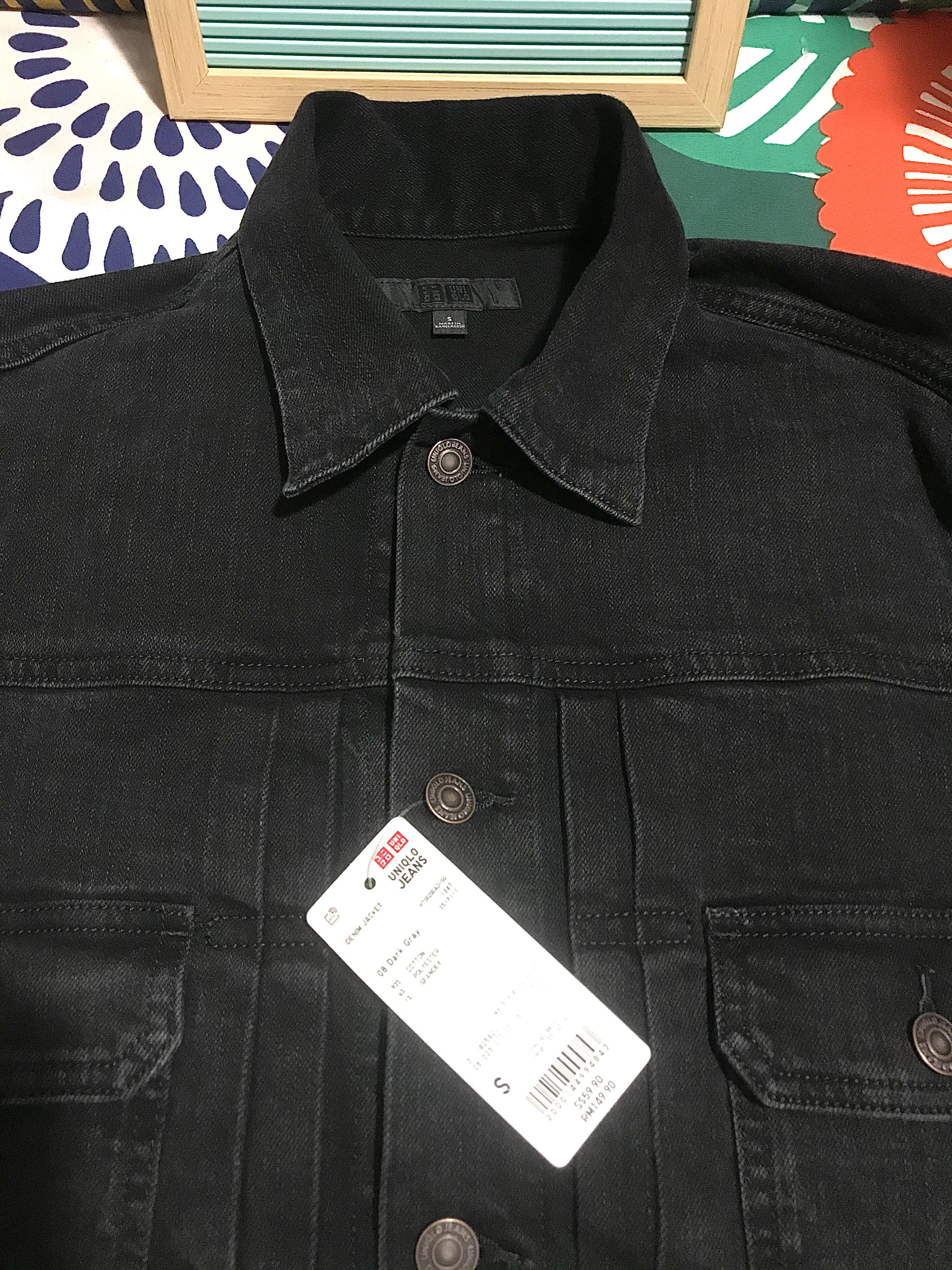 LAST OFFER !!! UNIQLO DENIM JACKET BLACK GREY AUTHENTIC , Men's Fashion ...