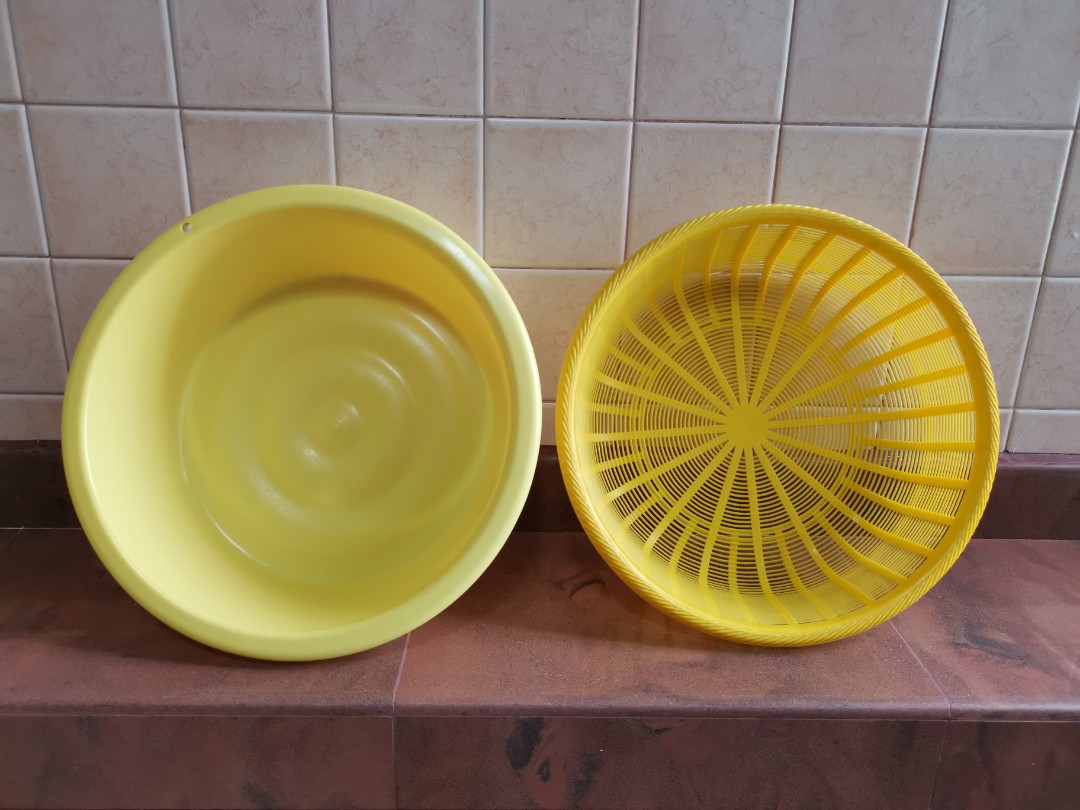 Round Plastic basin bucket & drain bucket, Furniture & Home Living ...