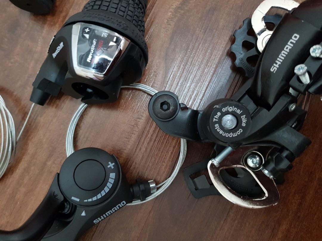 Shimano revo shifter 7 speed and 3 speed and 7 speed deraillur, Sports ...