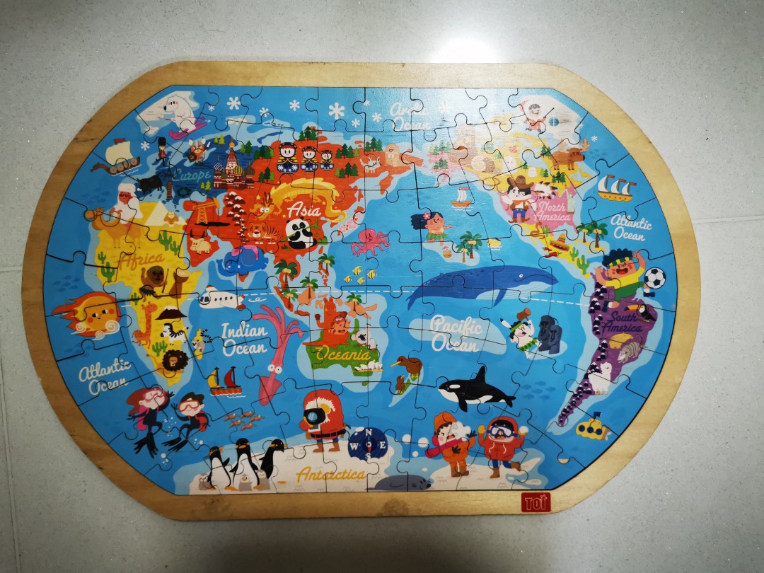 World Map Wooden Puzzle 80 pieces, Hobbies & Toys, Toys & Games on ...