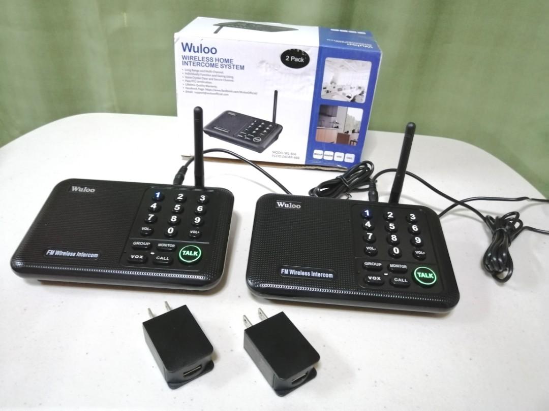 Wuloo Wireless Home Intercom System AC DC like Walkie Talkie Audio ...