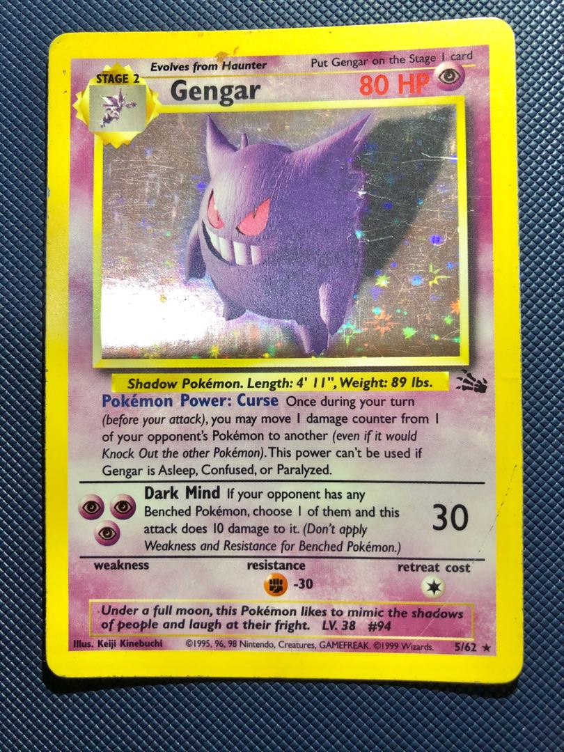 Gengar 5/62. Fossil. HP heavily played. Pokemon TCG cards, Hobbies ...