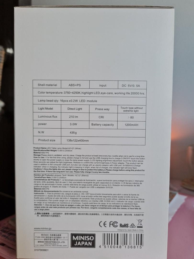 Miniso LED Table Lamp White, Furniture & Home Living, Home Decor, Other ...